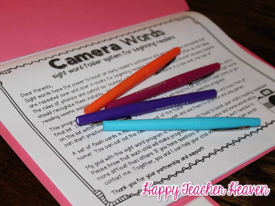 Happy Teacher Heaven: Camera Words Sight Word Folder System
