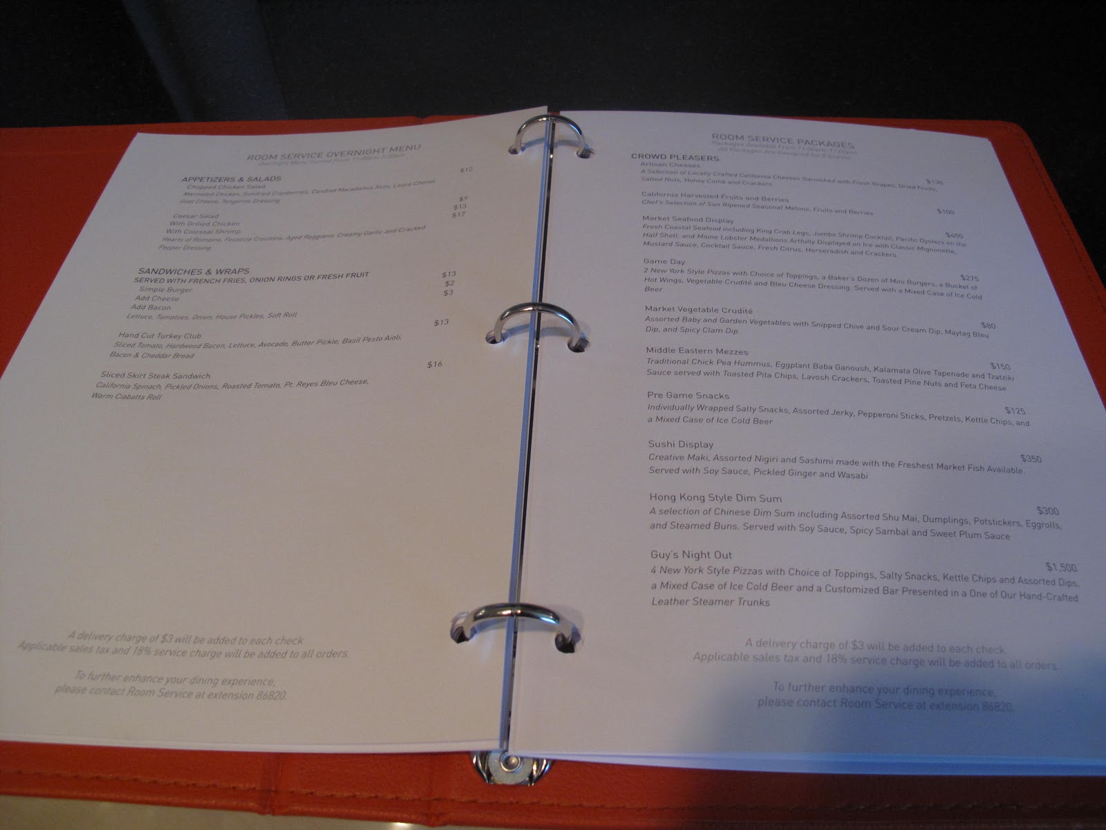 LAS VEGAS DAZE: Cosmopolitan Room Service Menu