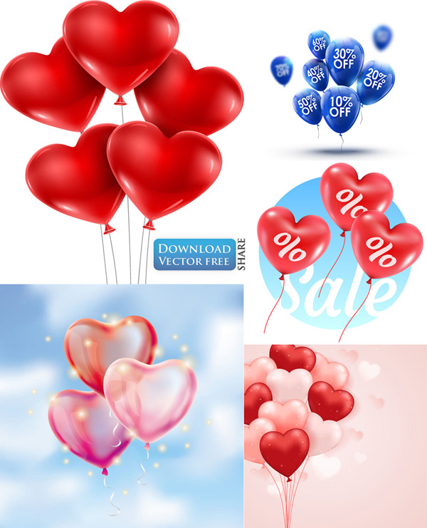 5 mẫu đồ họa những quả bóng bay trái tim heart balloon vector 6611 ...