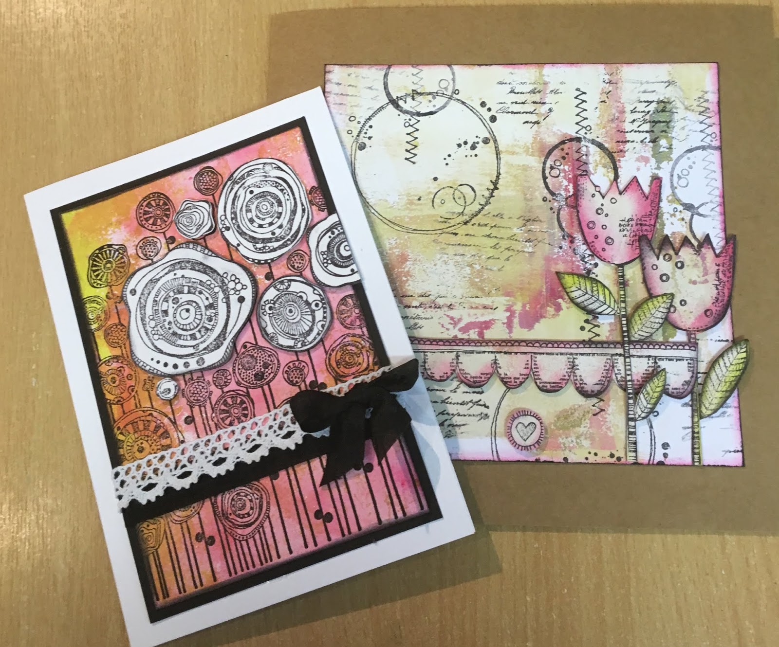 Birds In The Barn: Sharing My Gelli Plate Cards