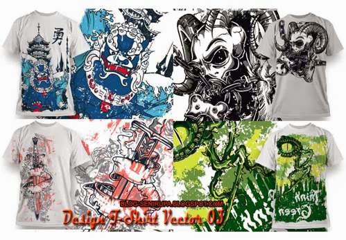 Gambar Desain Baju Kaos T Shirt Vector 03 - Seni Rupa