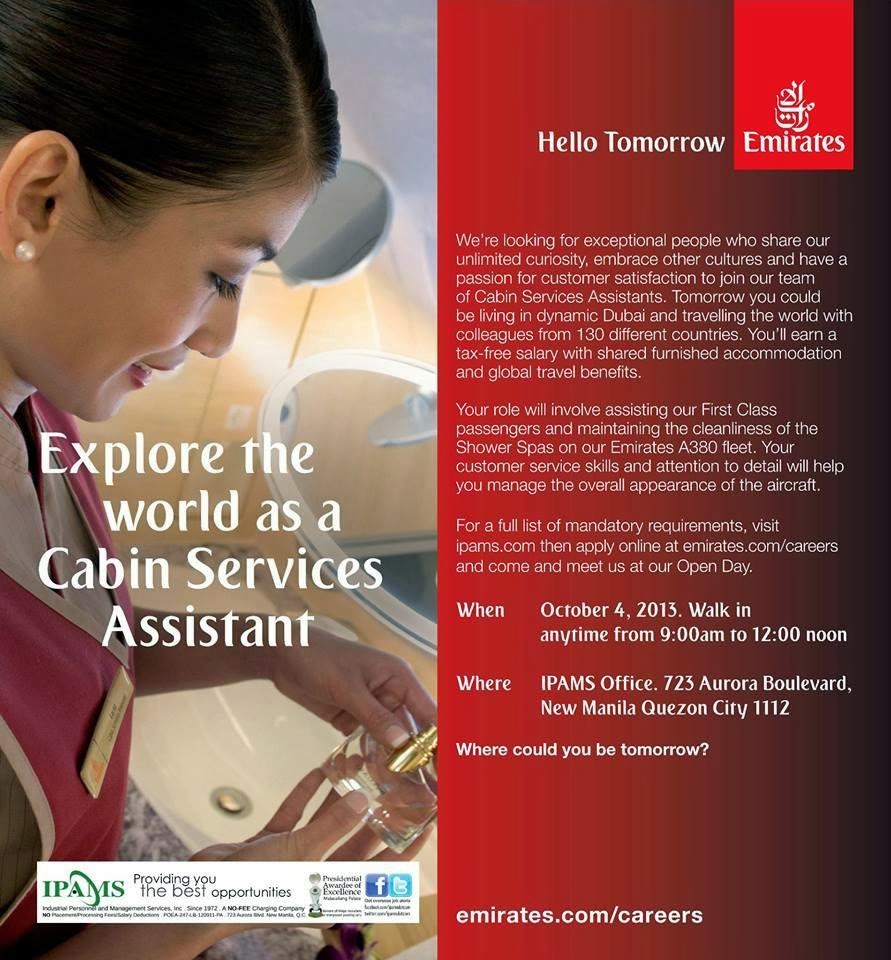 Fly Gosh: Emirates Airline - Cabin Services Assistant ( Manila ...