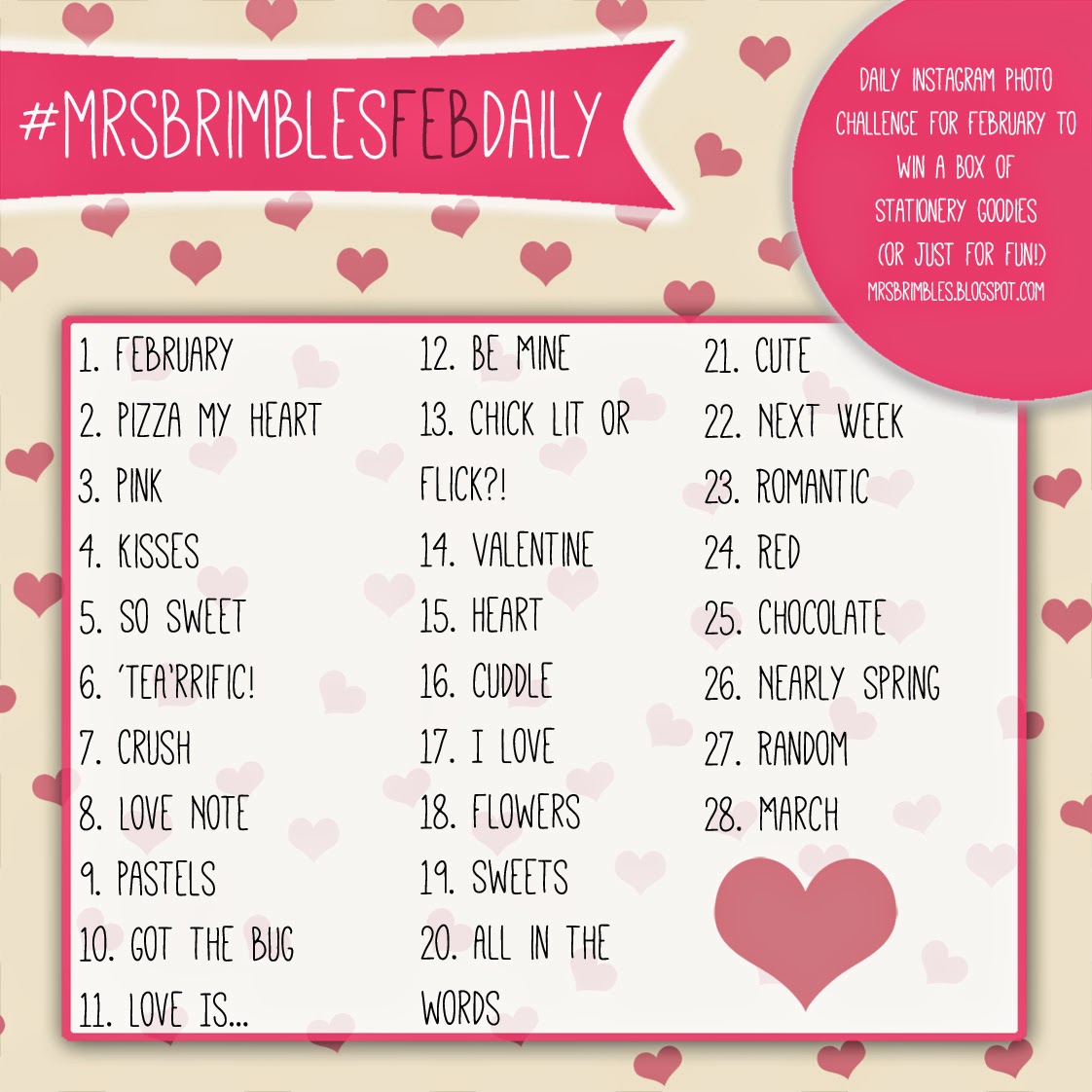 Mrs Brimbles: February Daily Instagram Challenege