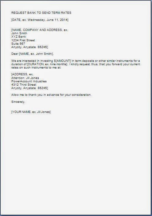 Bank Request Letter Format Samples