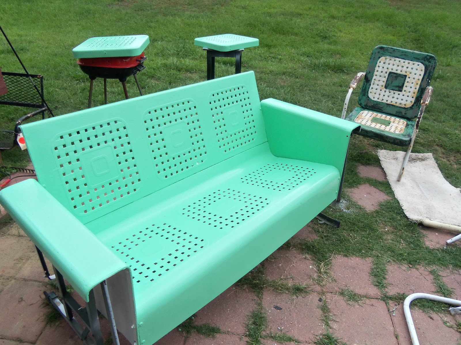 Rusty Pot Antiques: Vintage Metal glider,metal rocking chair, and metal ...