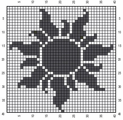 Sun Symbol From Tangled FREE Colorwork Chart