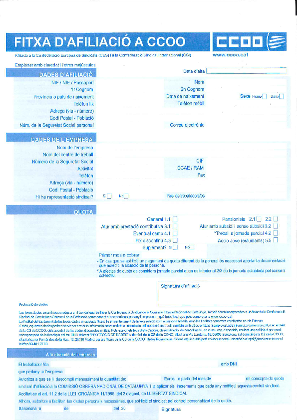 Sección Sindical de CCOO de Cobega S.L.U.: AFILIATE