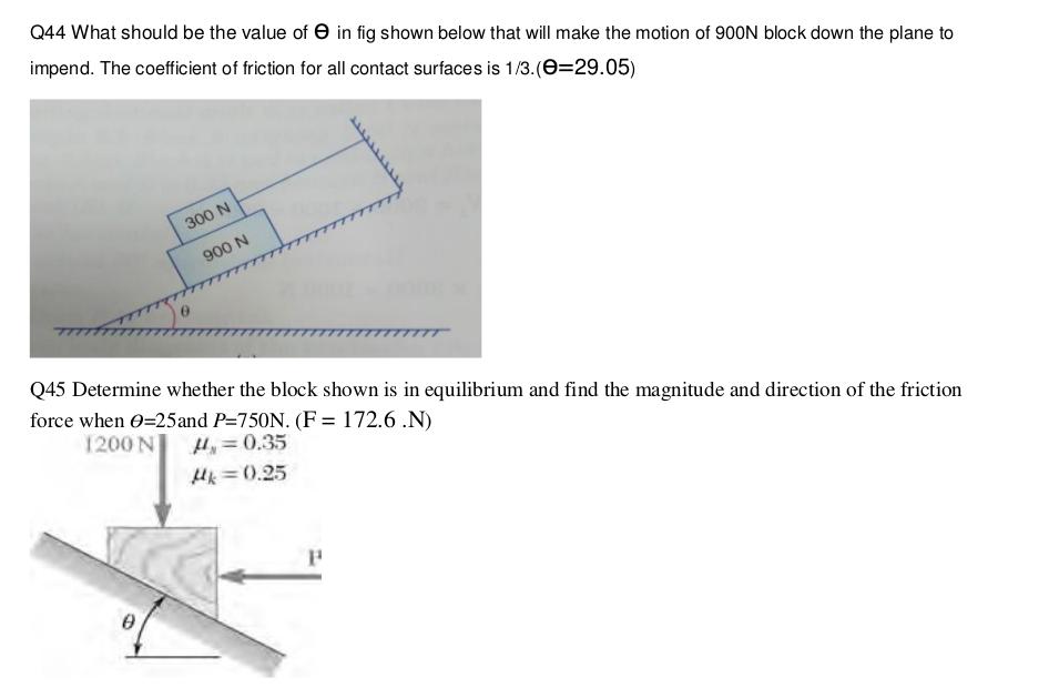 Friction: Questions with answers 2018 - Engineering Mechanics