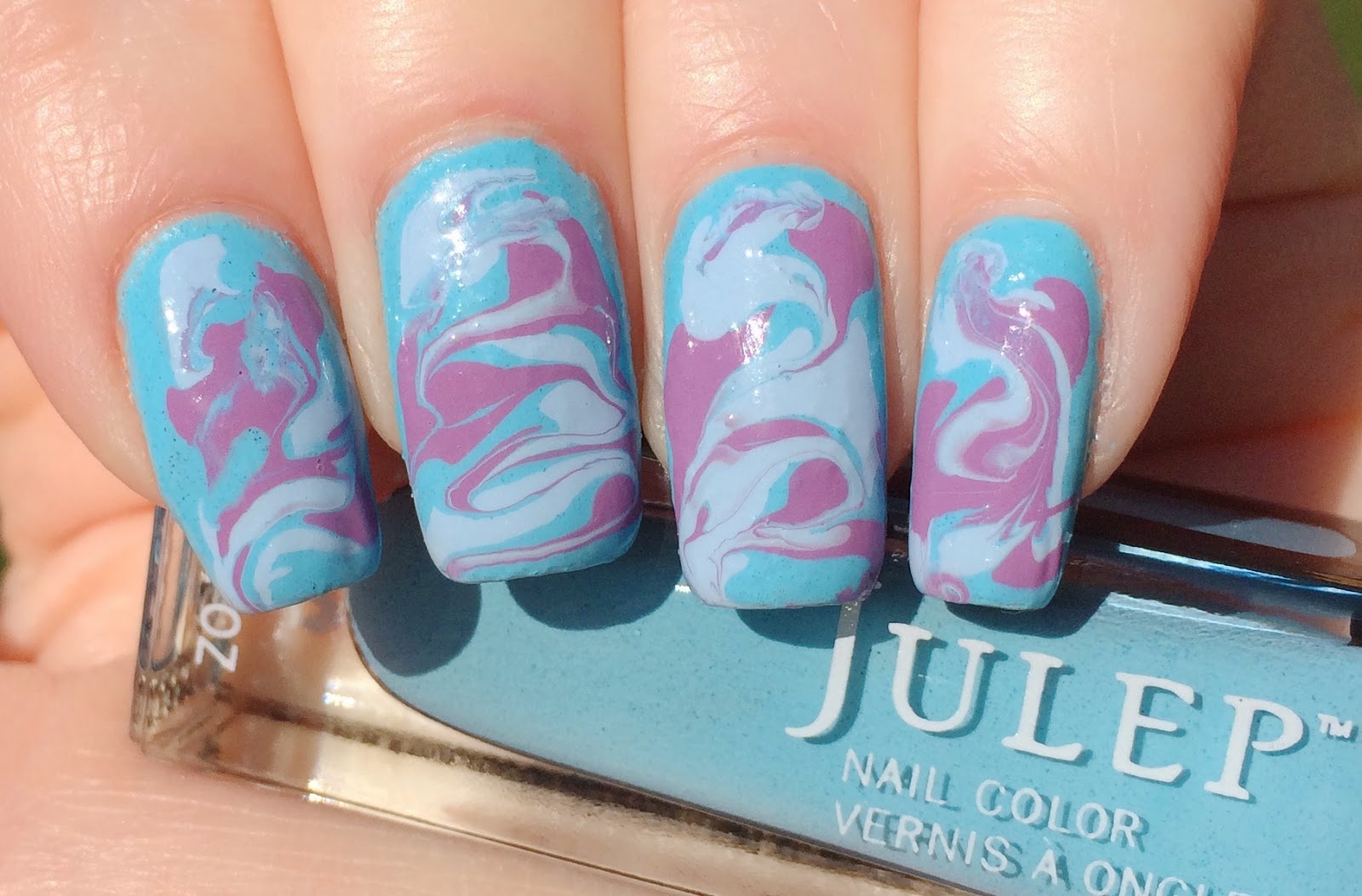 Spring Dry Marble Nail Art - Blue Skies for Me Please