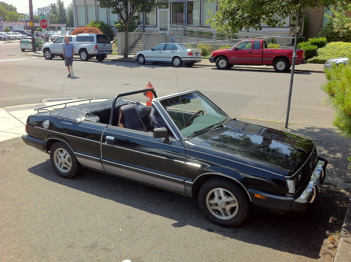 OLD PARKED CARS.: 1983 Subaru GL10 convertible by Matrix.
