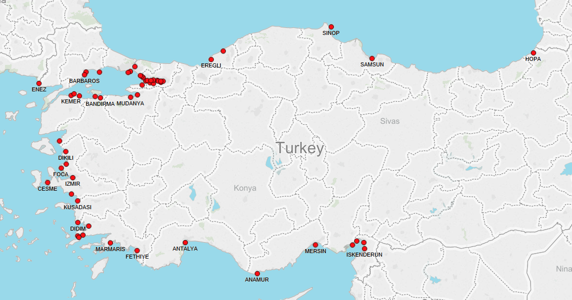 SEA PORTS in TURKEY | Ship Tracker