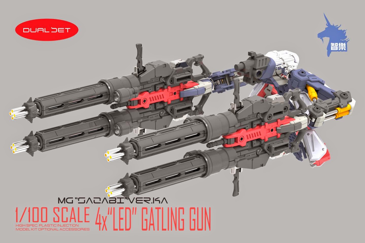 Playwright: 1/100 4x Gatling Gun Set + LED for MG Sazabi Ver. Ka ...