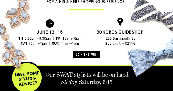 The Well-Appointed Catwalk: BaubleBar & Bonobos in Boston (Say it Three ...