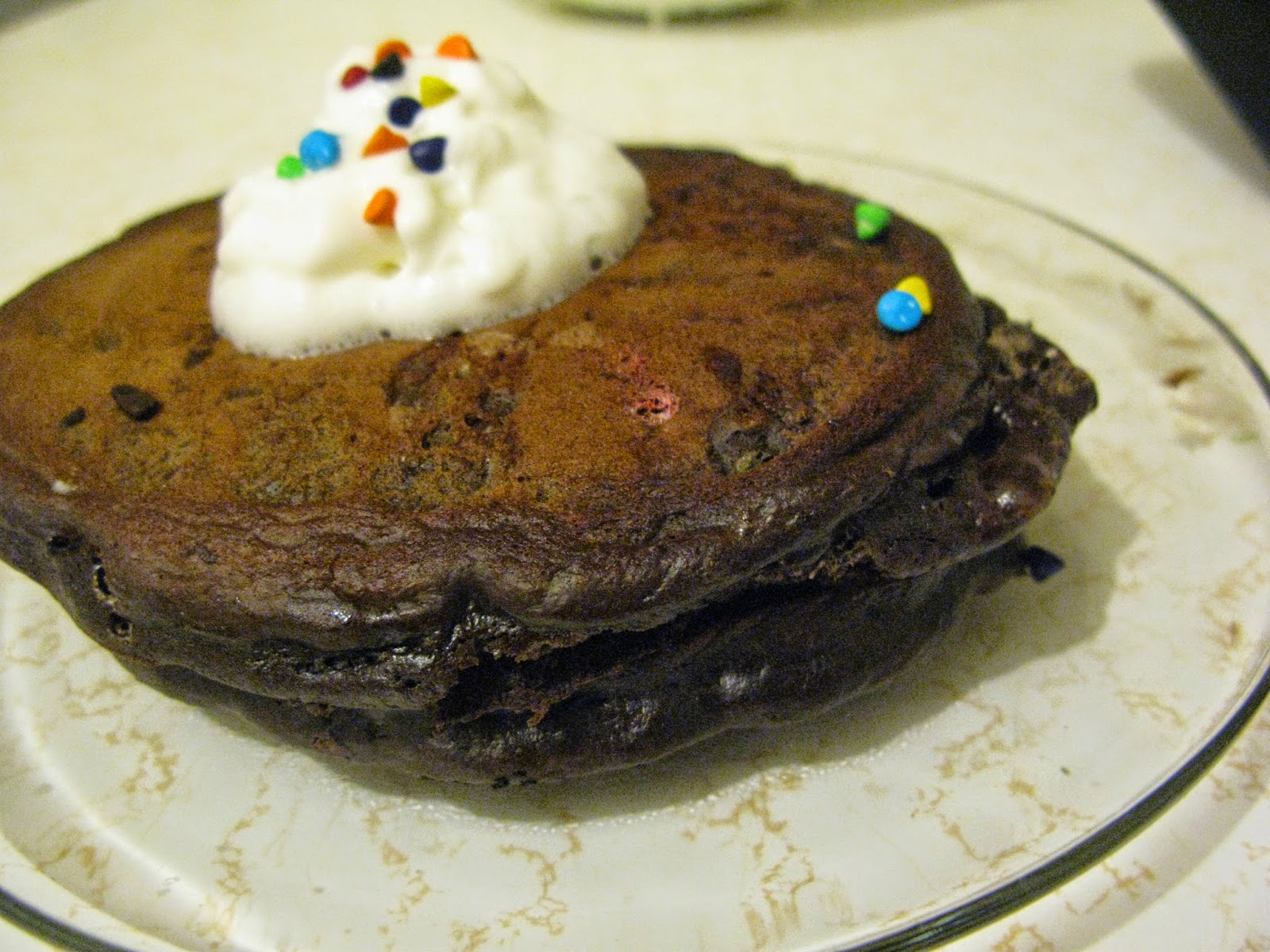 Laura's Culinary Adventures: Chocolate Pancakes with Mini M&Ms