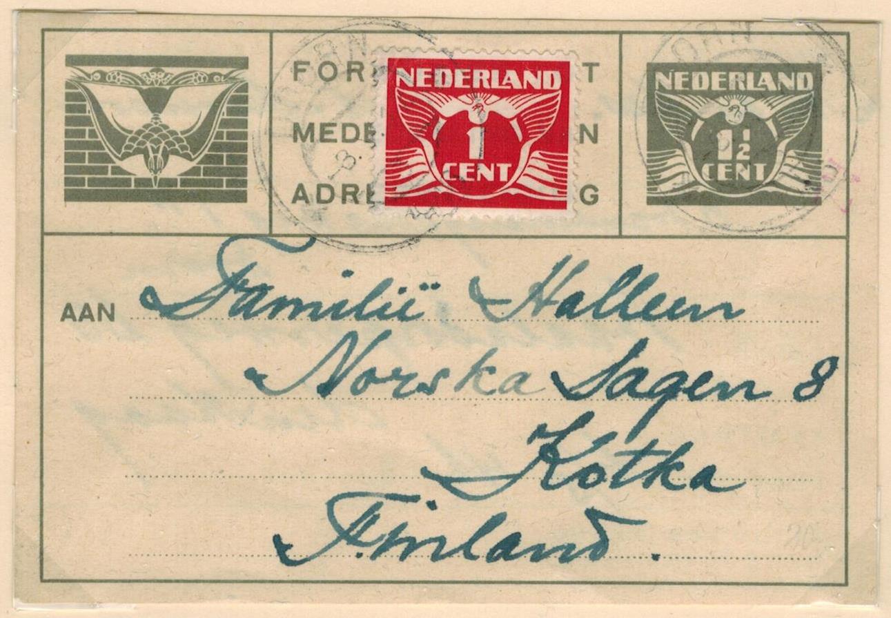 Netherlands Postal History: International Change of Address : 1925 - 1946