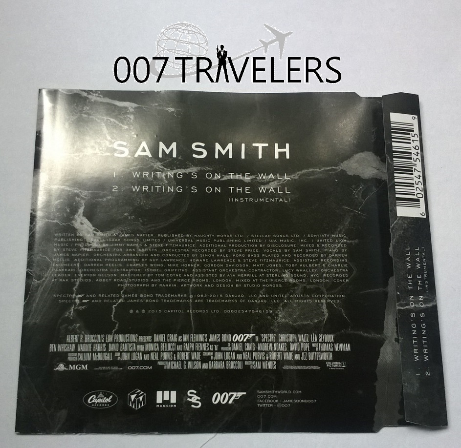007 Item: Sam Smith Writing’s on the Wall Spectre 007 single - 007 ...