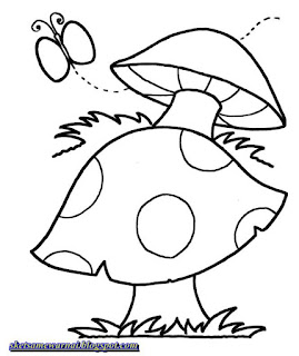 Sketsa Mewarnai Gambar Jamur - Sketsa Mewarnai