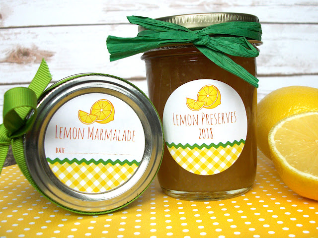 Colorful Adhesive Canning Jar Labels: Gingham Lemon & Lime Jelly ...