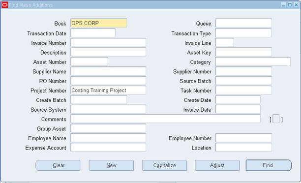 Oracle Applications: Asset Capitalization in Oracle Projects Module