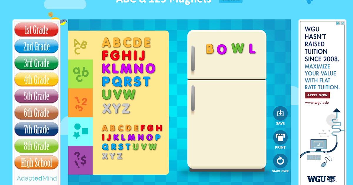 lpcomputerlab: Grade 1- ABC & 123 Magnets, Abcya