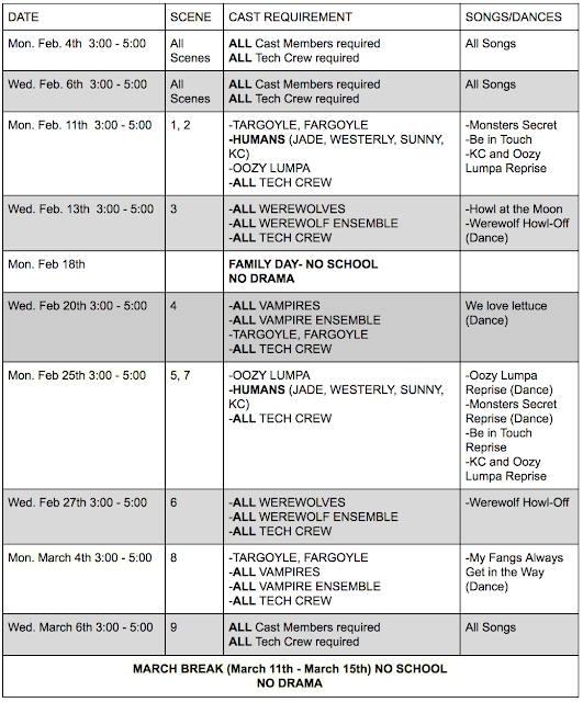 JPII DRAMA PRODUCTION 2018-2019: DRAMA REHEARSAL SCHEDULE!