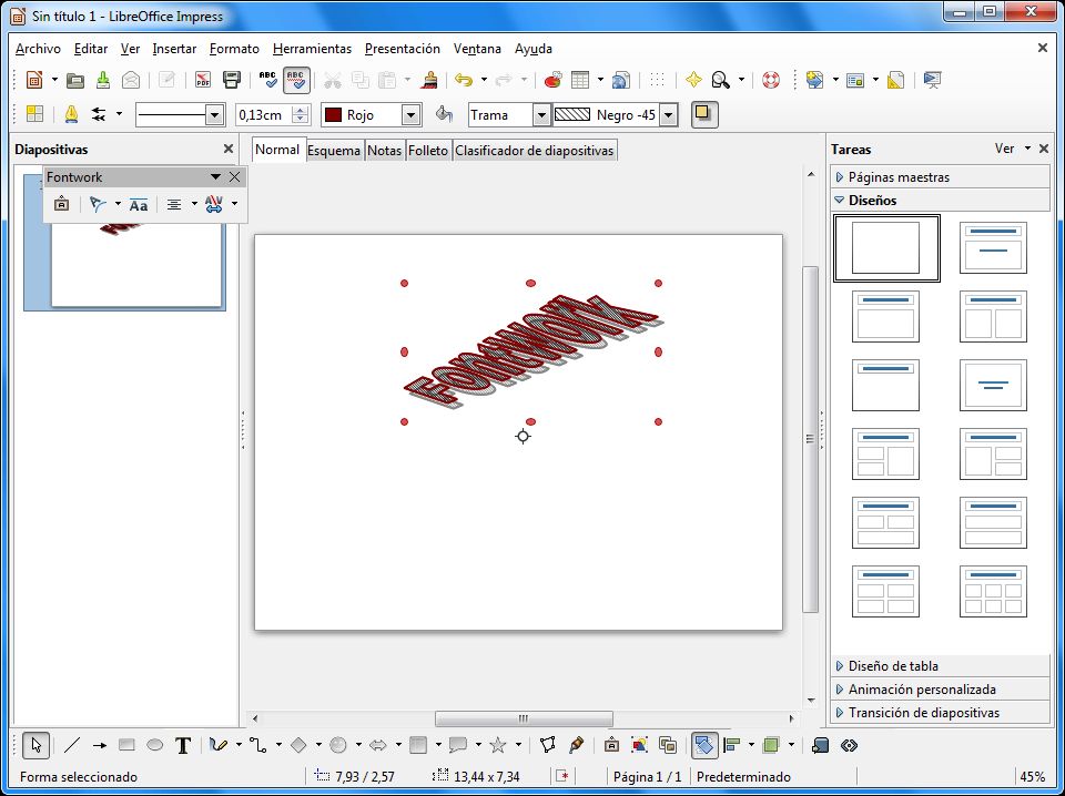 LibreOffice Impress - Galería FontWork | Aplicaciones de Libre Uso