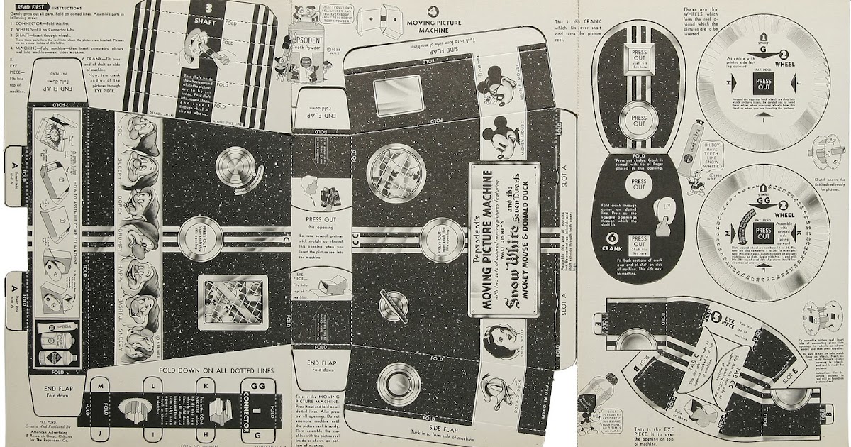 Filmic Light - Snow White Archive: 1938 Pepsodent Moving Picture Machine