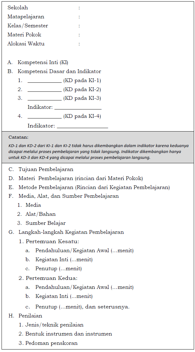 Format RPP Kurikulum 2013 Berdasarkan Permendikbud 81A - madematika