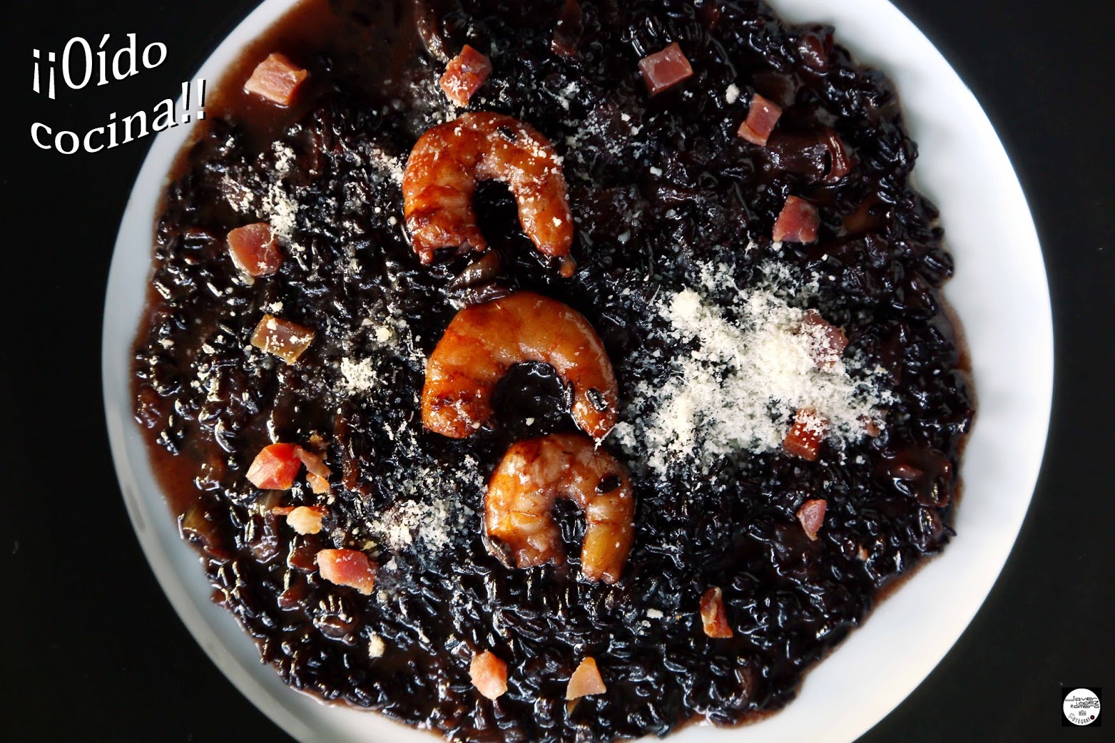 Oído cocina!!: Risotto de arroz venere con setas, langostinos y jamón