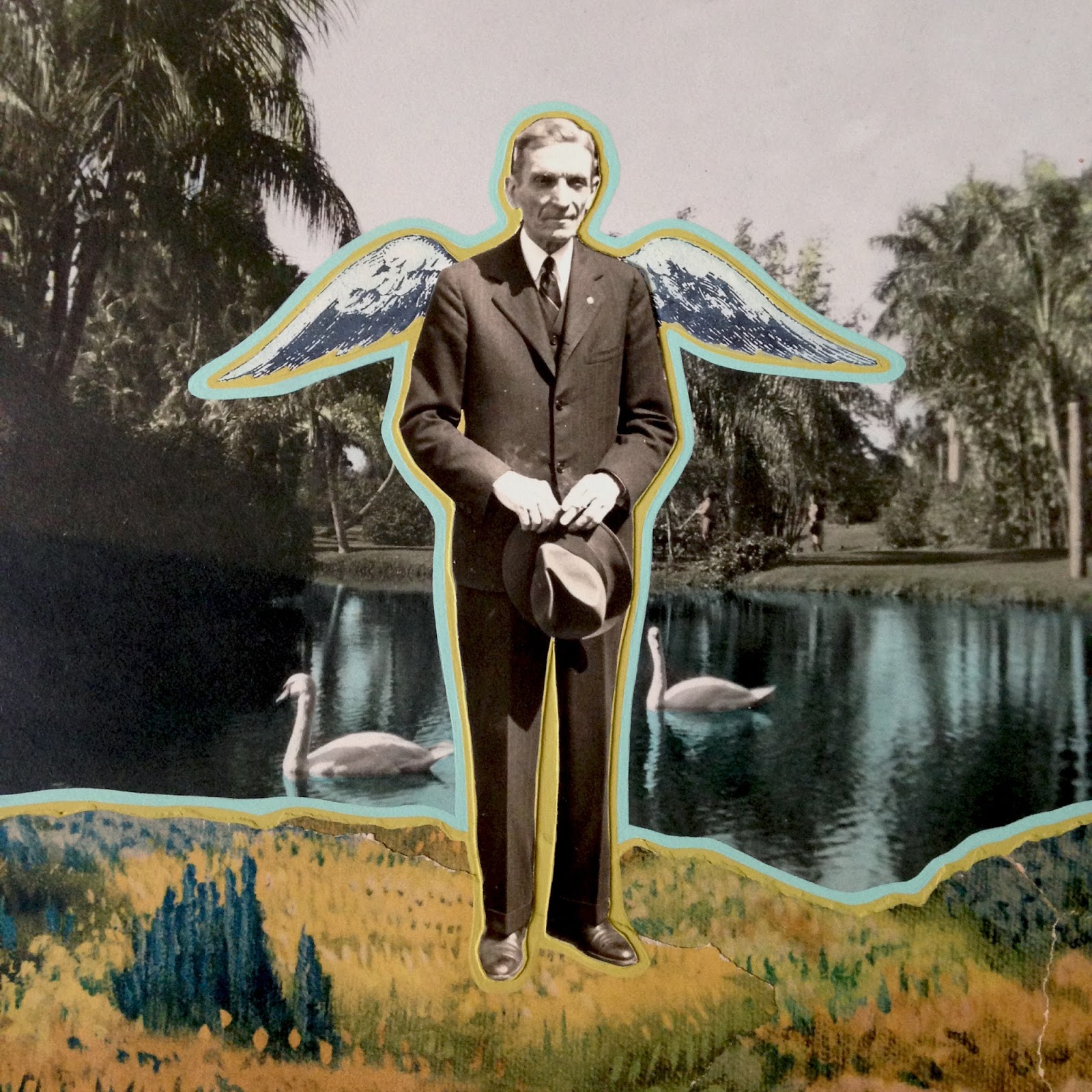 Perfect Day, collage, gouache on paper, 10"x10" : r/Art