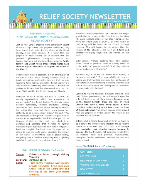 Lake Elsinore Relief Society: Newsletter and Calendar