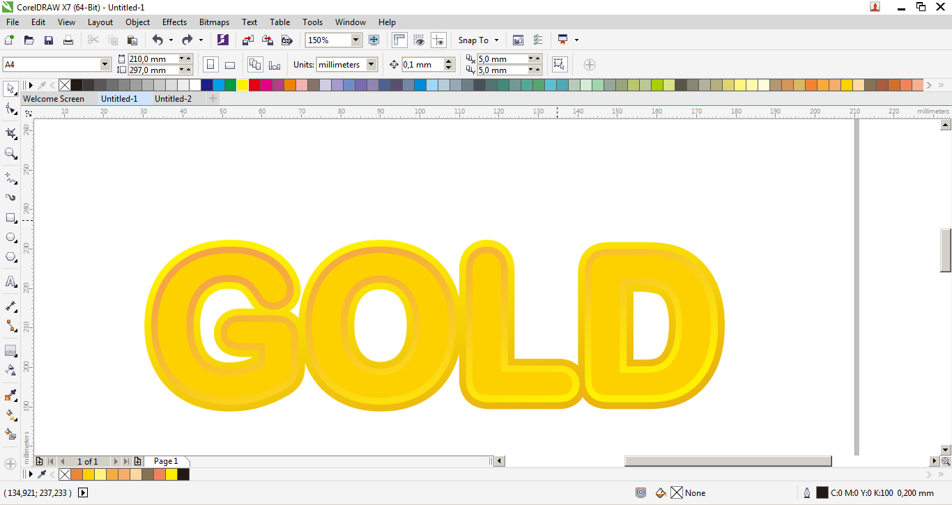 Membuat Efek Emas Menggunakan Menu Contour dan Gradasi pada CorelDraw ...