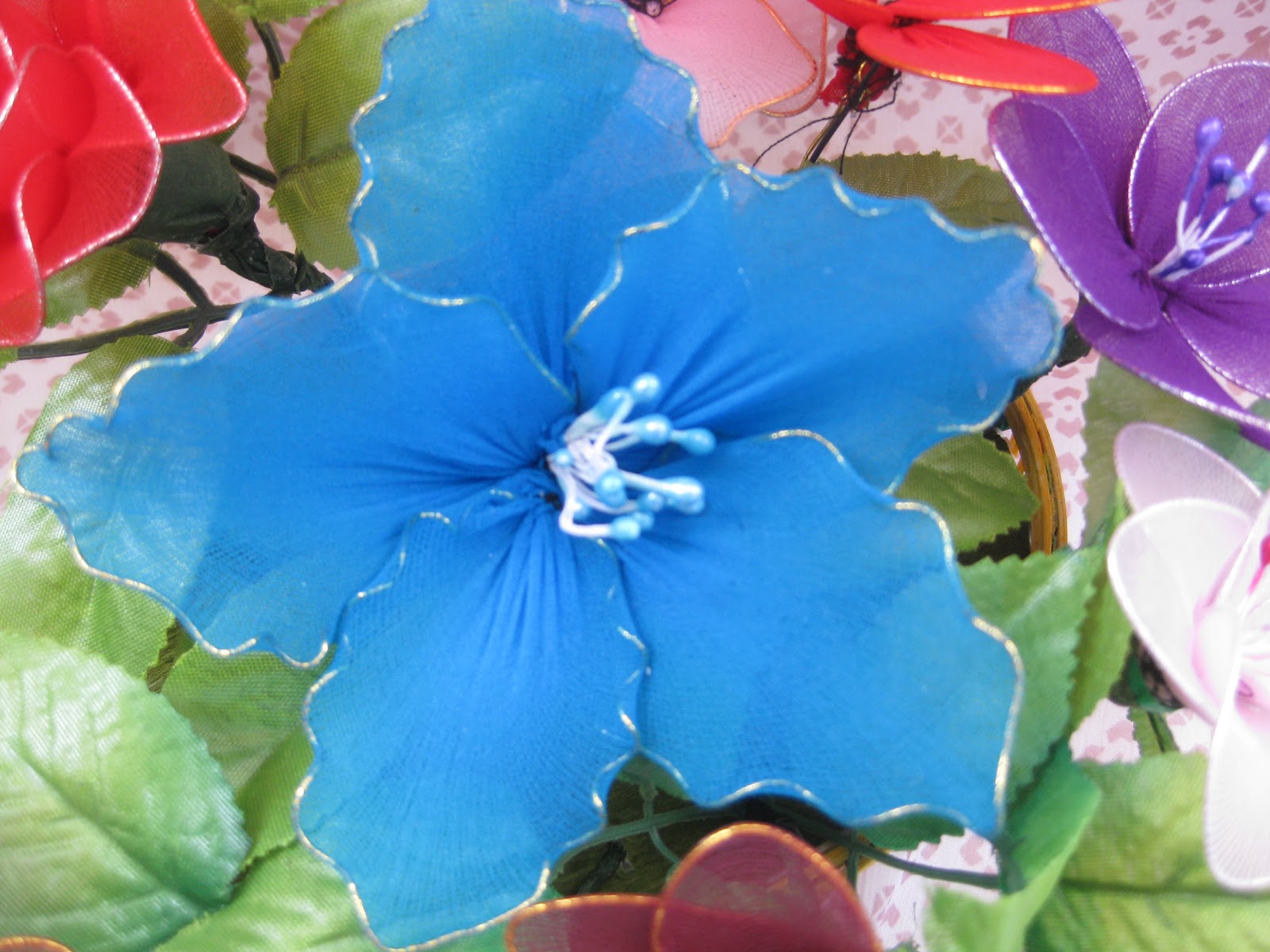 himaja's crafts: stoking cloth flower basket