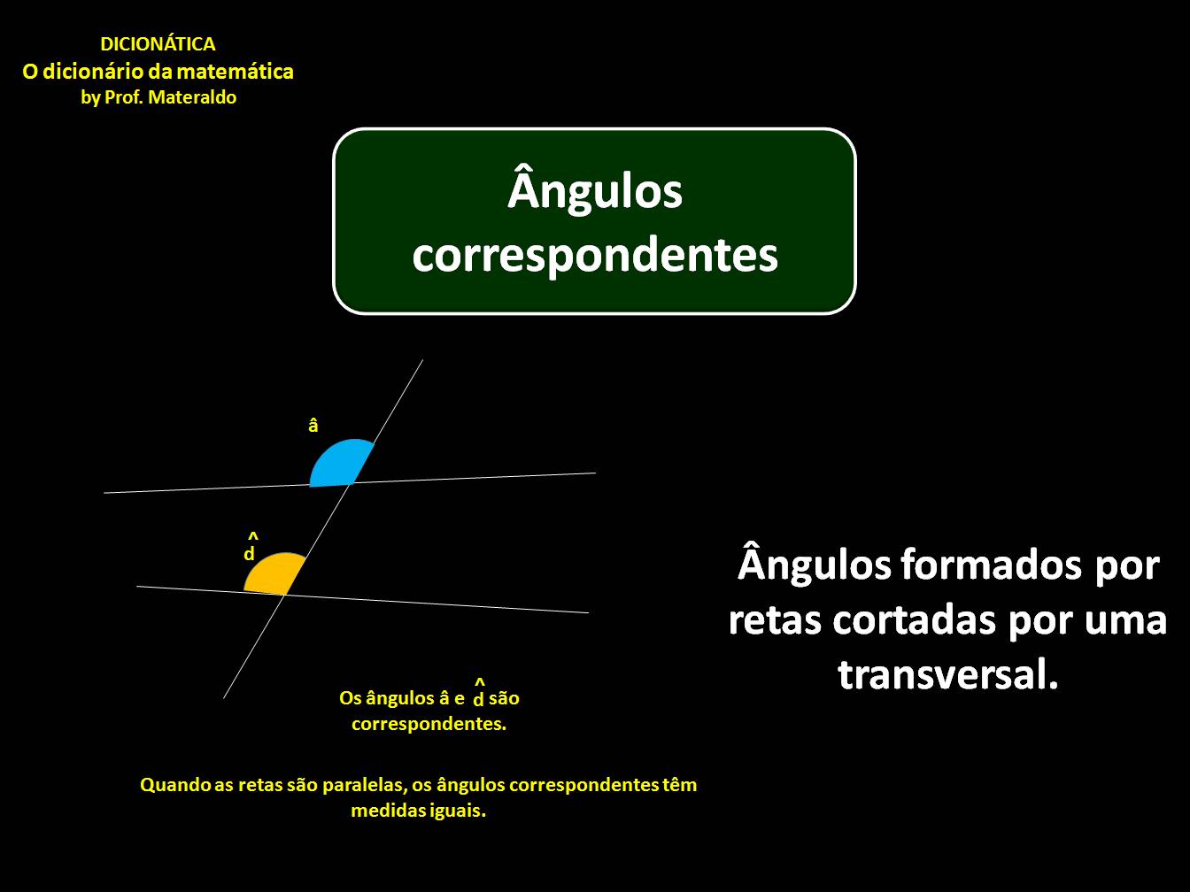 DICIONÁTICA - O dicionário da matemática: Ângulos correspondentes