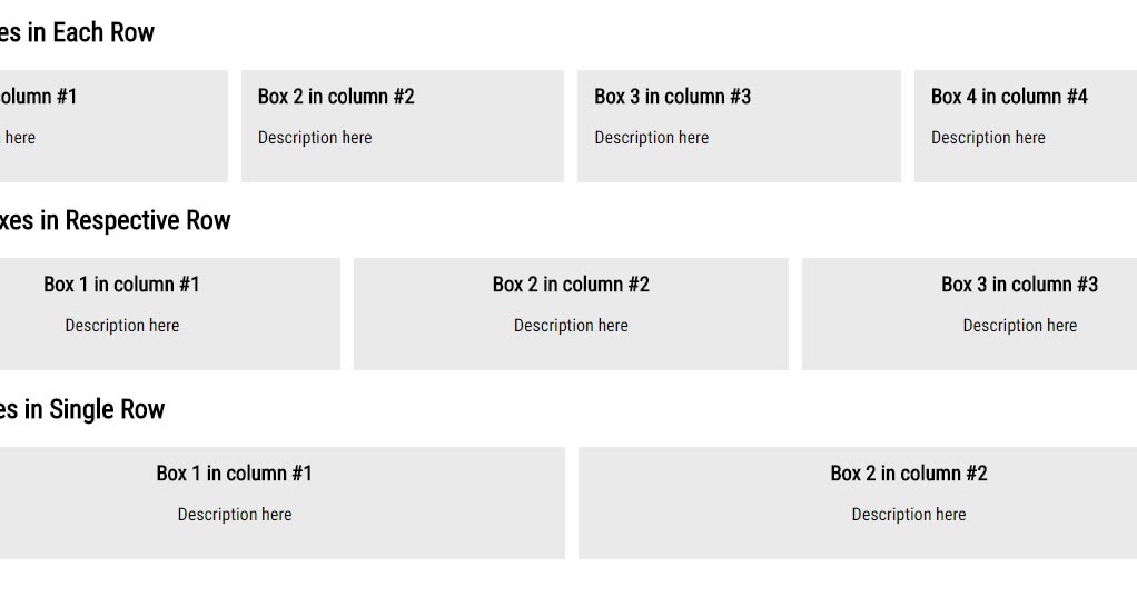 How to manage four boxes, three boxes, two boxes in each row?