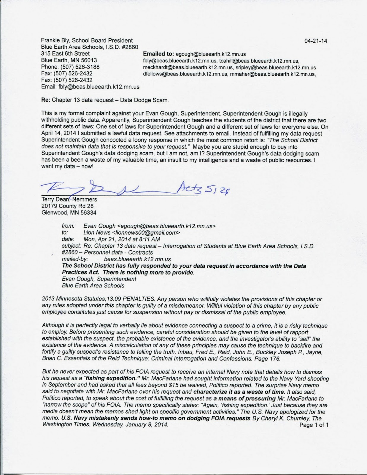 Lion News: Faribault County Parents: Are Your Children Safe? Blue Earth ...
