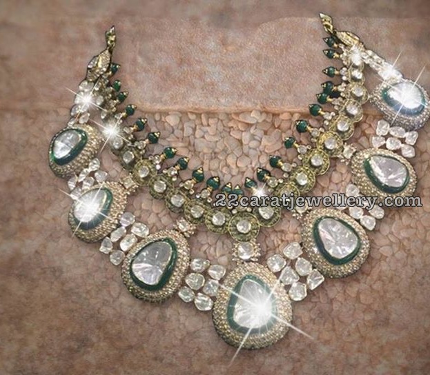Stunning Polki Diamond Sets - Jewellery Designs