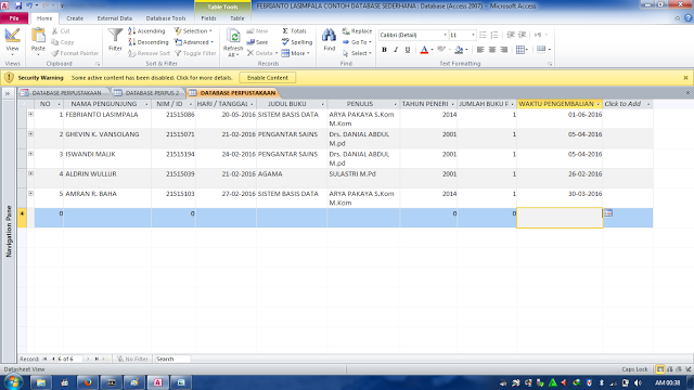 My Blog: CONTOH DATABASE SEDERHANA DATABASE PERPUSTAKAAN MENGGUNAKAN ...