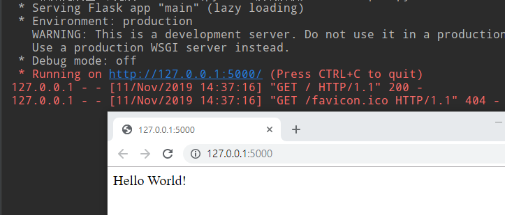 Python flask hello world
