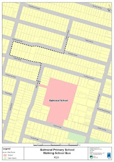 Balmoral TravelWise: Balmoral School Walking School Bus Map