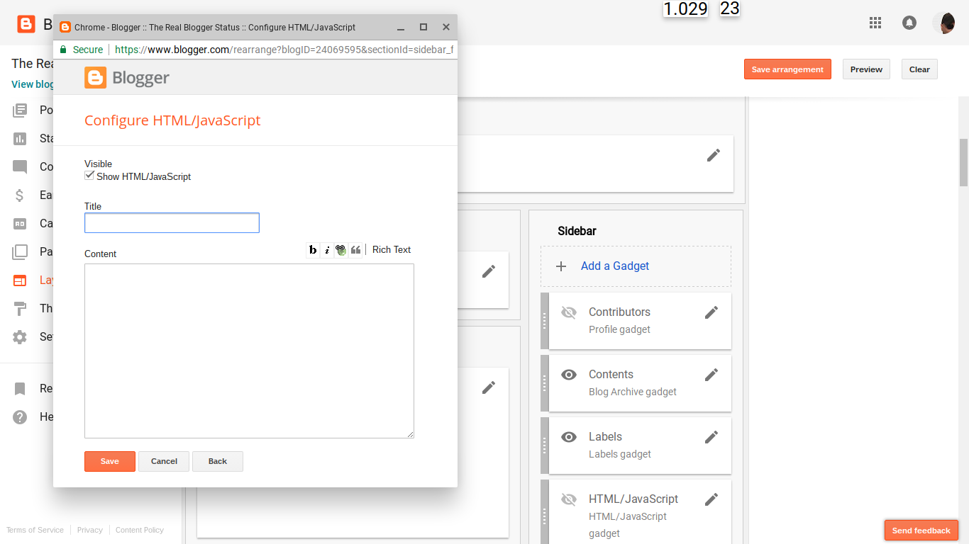 Blogger Magic - Add An HTML Gadget