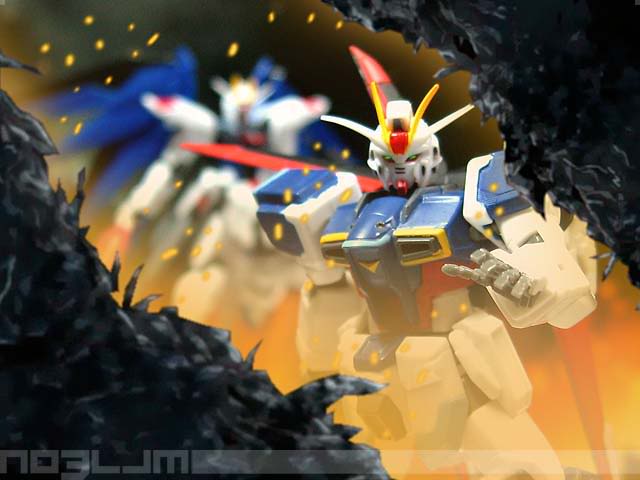 Destroy Gundam VS Force Impulse and Freedom Gundam Digirama by no3ljm