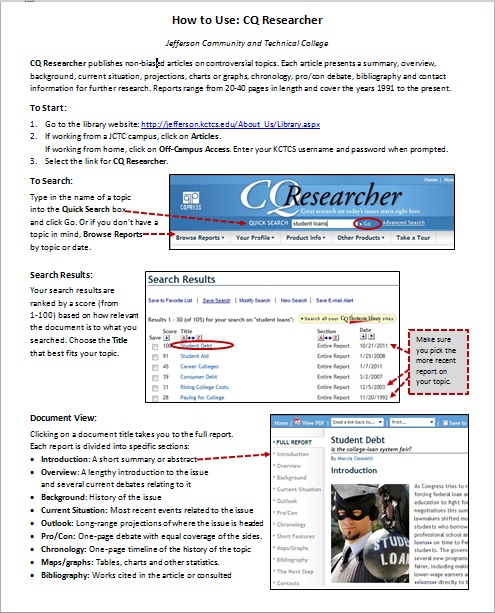 JCTC Downtown Library: Copies of Handouts for Research Guides (images)