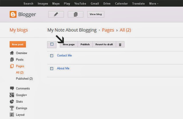 Display Static Home Page on Blogger | My Blogging Note