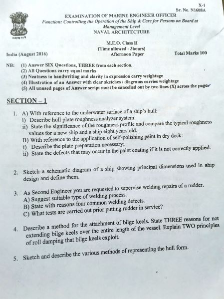 Naval Architecture ⚓- MEO Class 2 Papers