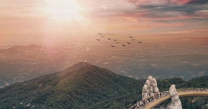 "Cau Vang" or "Golden Bridge", a new footbridge of 490 feet long, 4,600 ...