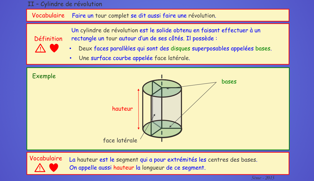 Cours de Maths 2015: CH 10 - Prisme droit et cylindre de révolution