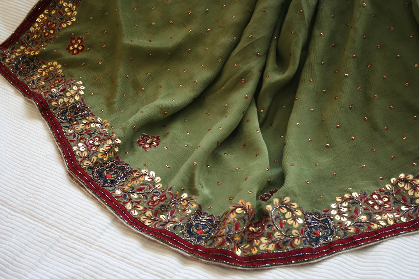 Sandook - Designs From India: eggplant green gotta patti suit