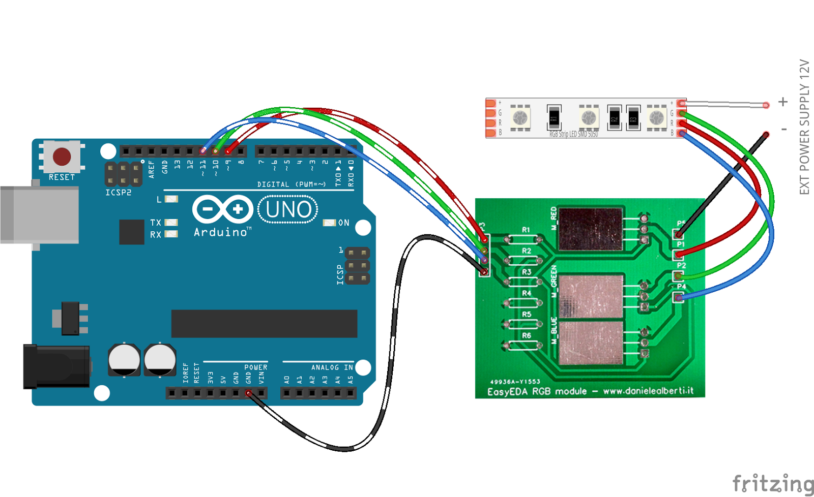 Controllare una striscia di led rgb con Arduino | danielealberti.it