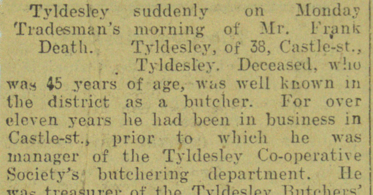 Tyldesley Family History: Frank Tyldesley 1879-1925